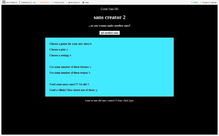 sans creator 2 ― Perchance Generator