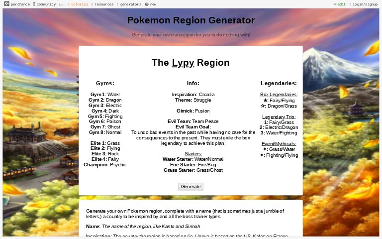 Pokemon Region Generator
