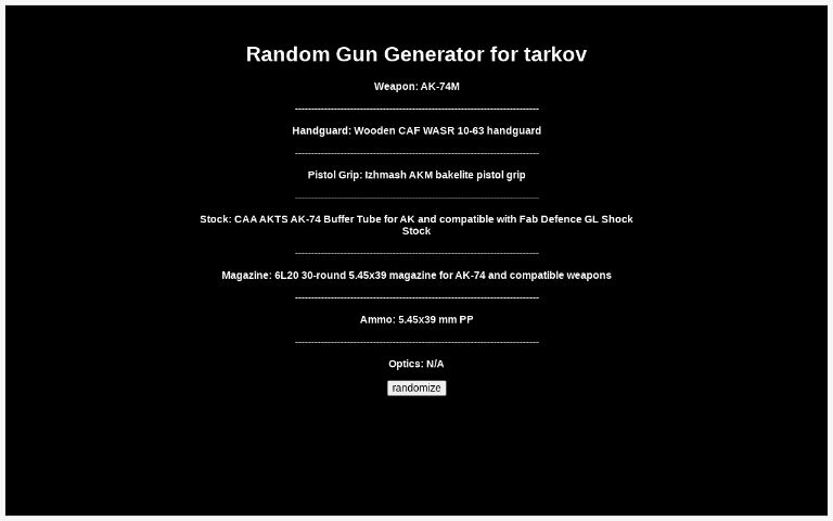 Random Gun Generator for tarkov