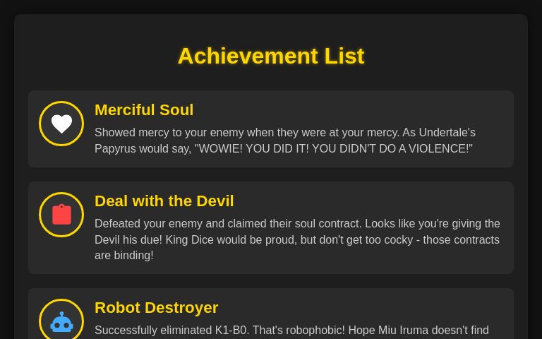 Achievement List ― Perchance Generator