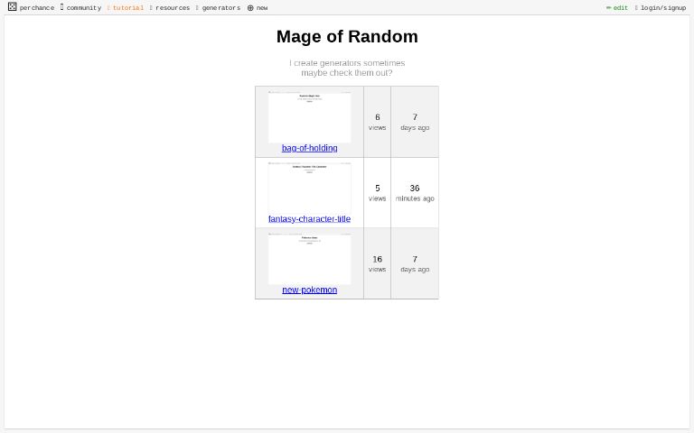Mage of Random ― Perchance Generator