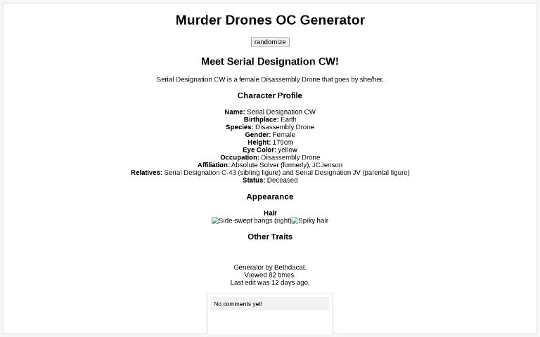 Murder Drones OC Generator