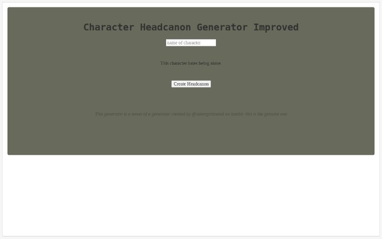 Character Headcanon Generator Improved