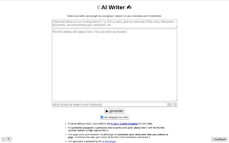 AI Writer (free, unlimited, no sign-up) ― Perchance Generator