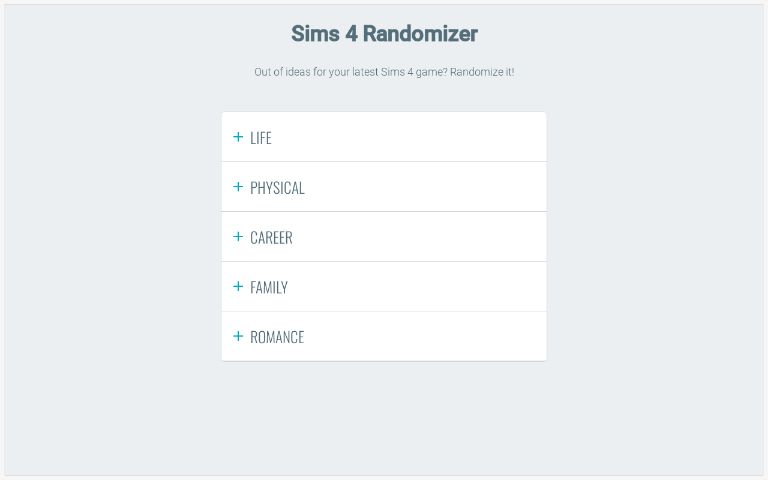 Sims 4 Randomizer ― Perchance Generator