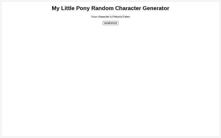 My Little Pony Random Character Generator