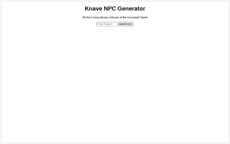 Knave NPC Generator