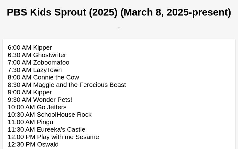 PBS Kids Sprout (2025) (March 8, 2025-present) ― Perchance Generator