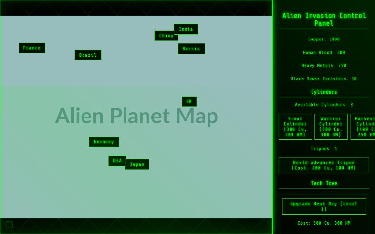 Alien Invasion Control Panel ― Perchance Generator