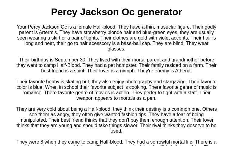 Percy Jackson Oc generator