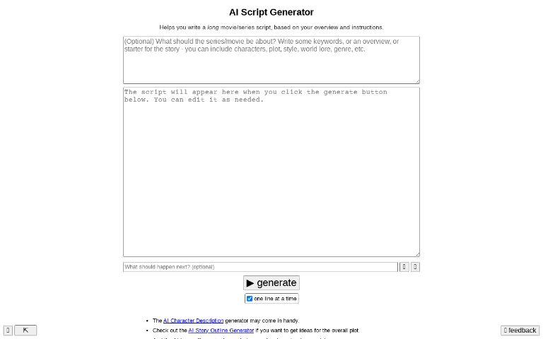 AI Movie/Series Script Generator (free, unlimited, no sign-up)