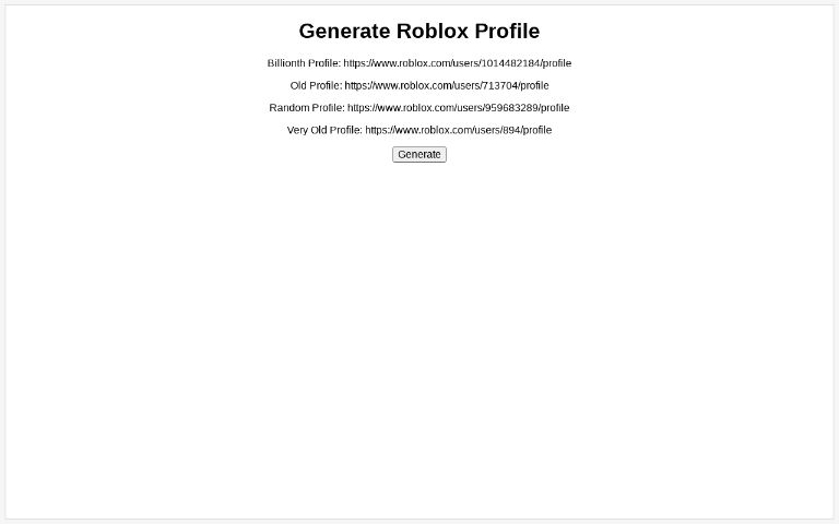 Generate Roblox Profile