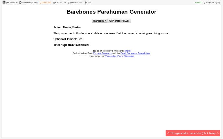 Barebones Parahuman Generator
