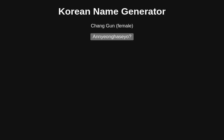 Korean Name Generator