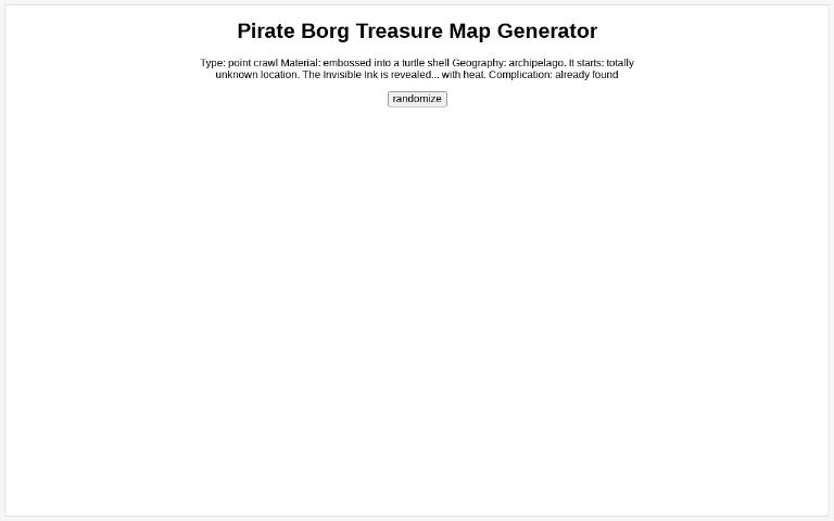 Pirate Borg Treasure Map Generator