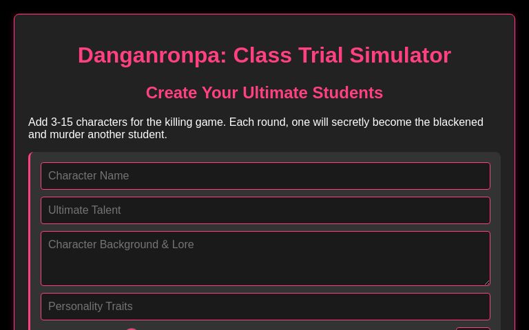Danganronpa: Class Trial Simulator ― Perchance Generator