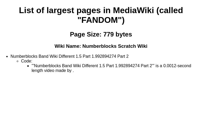 List of largest pages in MediaWiki (called "FANDOM") ― Perchance Generator