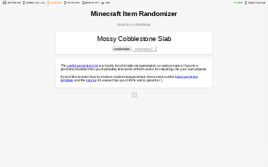 Minecraft Item Randomizer ― Perchance Generator