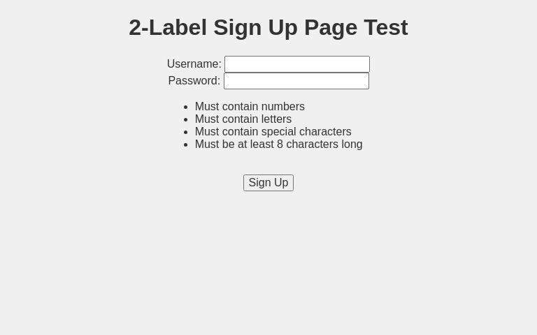 2-Label Sign Up Page Test ― Perchance Generator