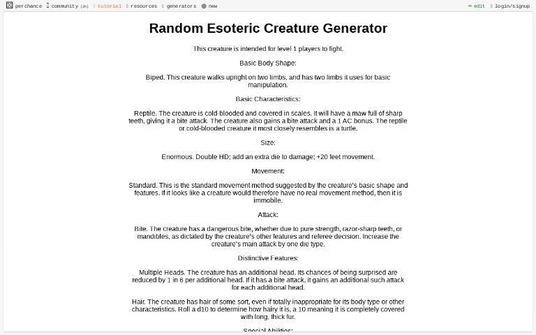 Random Esoteric Creature Generator