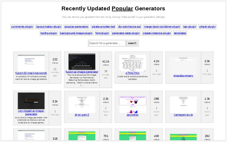 Recently Updated Popular Generators