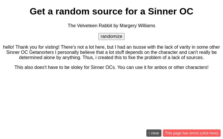 Get a random source for a Sinner OC ― Perchance Generator