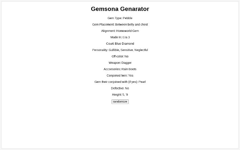 Gemsona Genarator ― Perchance Generator