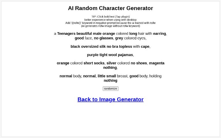 AI Random Character Generator