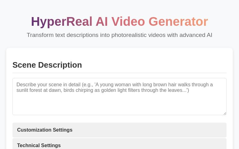 HyperReal AI Video Generator