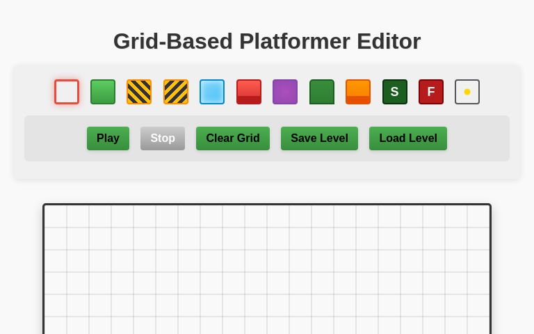 Grid-Based Platformer Editor ― Perchance Generator
