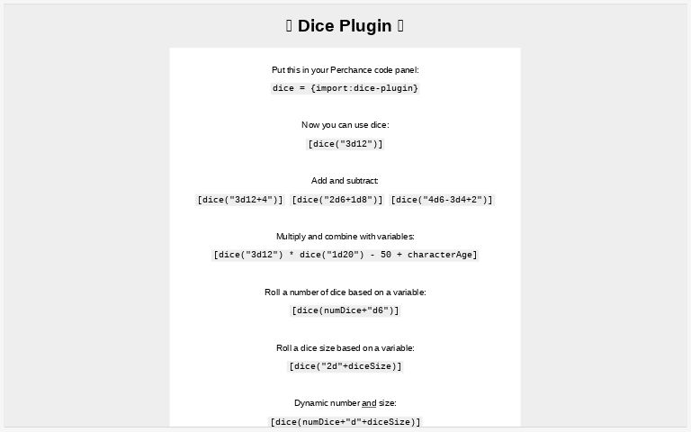 🎲︎ Dice Plugin 🎲︎