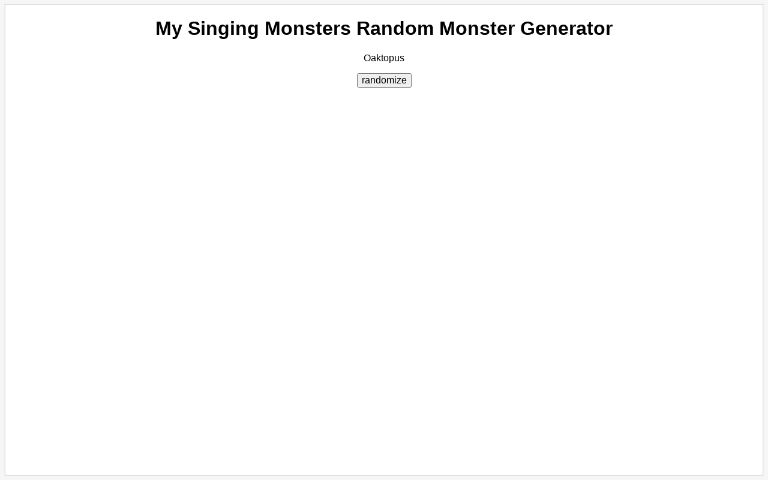 My Singing Monsters Random Monster Generator