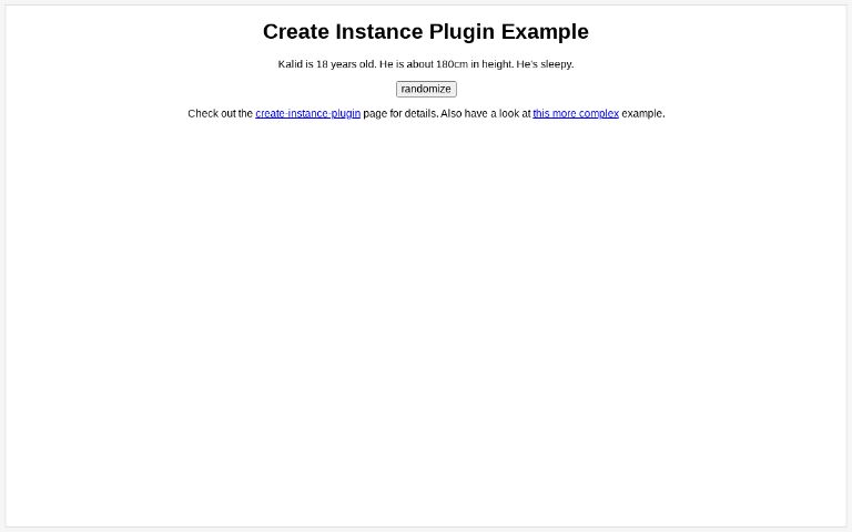 Create Instance Plugin Example