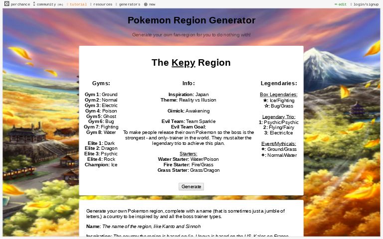 Pokemon Region Generator