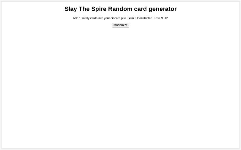 Slay The Spire Random card generator