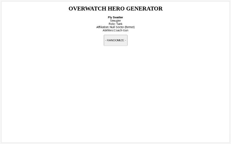 OVERWATCH HERO GENERATOR