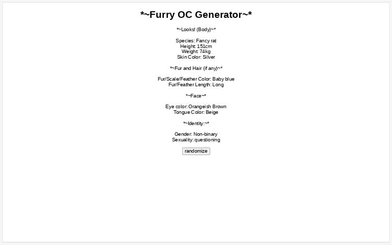 *~Furry OC Generator~*