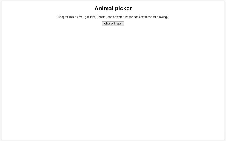 Animal picker ― Perchance Generator