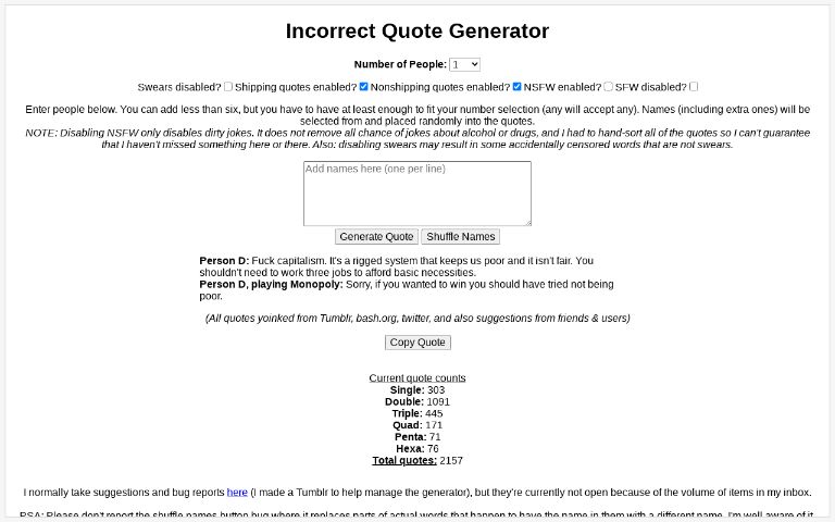 Incorrect Quote Generator ― Perchance