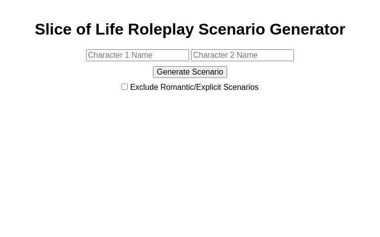 Slice of Life Roleplay Scenario Generator