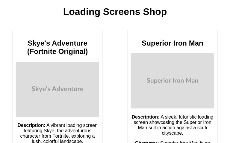 Loading Screens Shop ― Perchance Generator