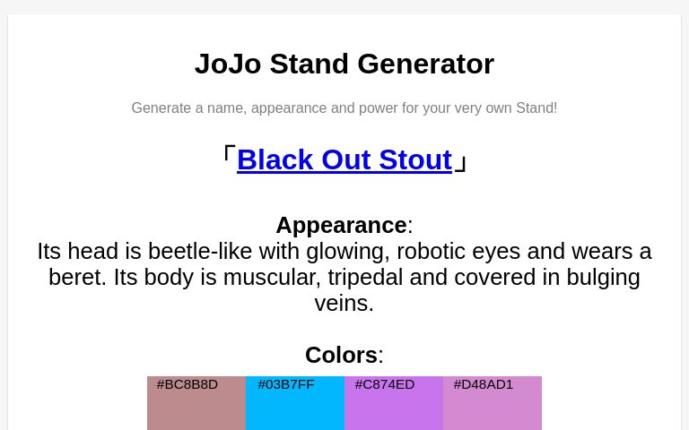JoJo Stand Generator