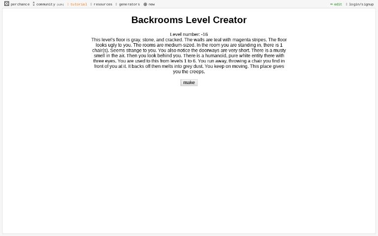Backrooms Level Creator ― Perchance Generator