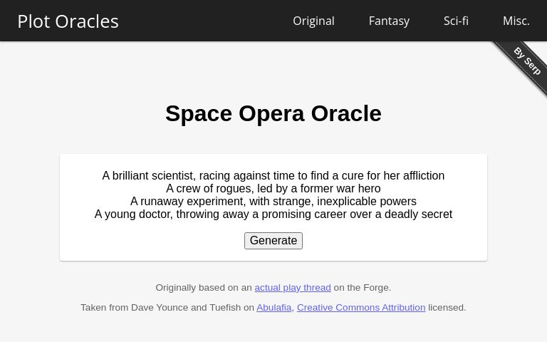 Space Opera Oracle ― Perchance Generator