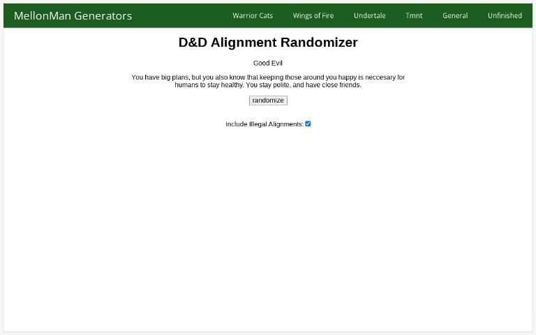 D&D Alignment Randomizer ― Perchance Generator