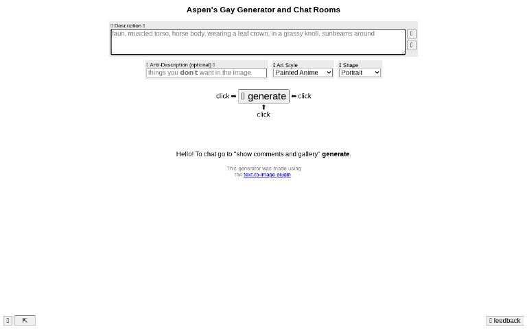 Aspen's Gay Generator and Chat Rooms (free, no sign-up, unlimited)