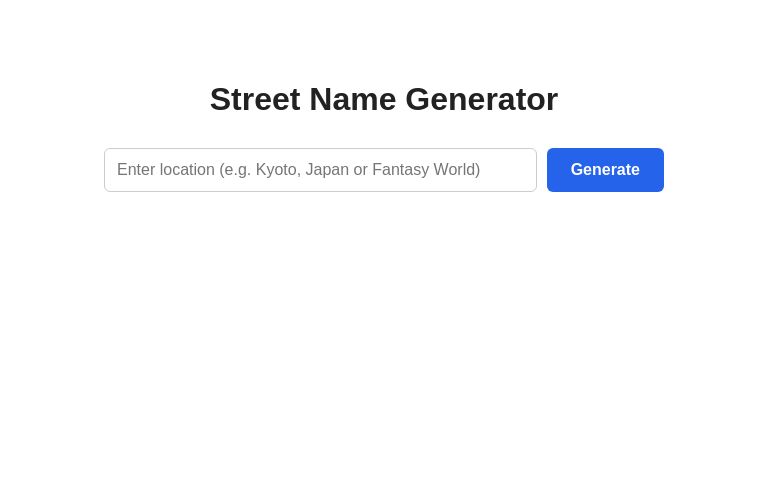 Street Name Generator