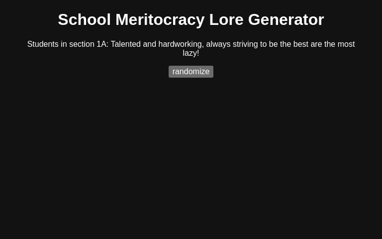 School Meritocracy Lore Generator