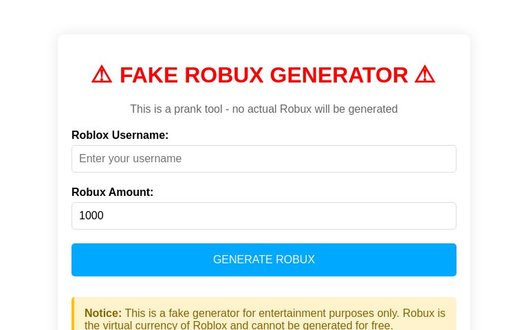 ⚠️ FAKE ROBUX GENERATOR ⚠️