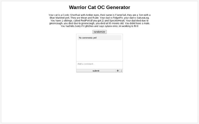 Warrior Cat OC Generator